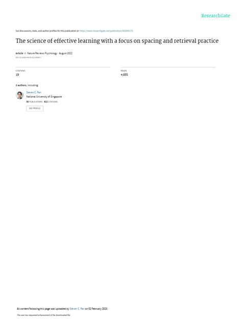 Science Of Effective Learning With A Focus On Spacing And Retrieval Practice Pdf Career And Growth