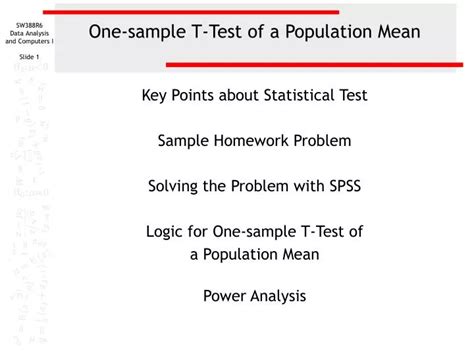 PPT One Sample T Test Of A Population Mean PowerPoint Presentation Free Download ID