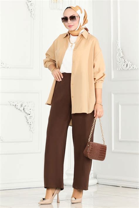 بنطلون 8007trt545 بني Moda Selvim