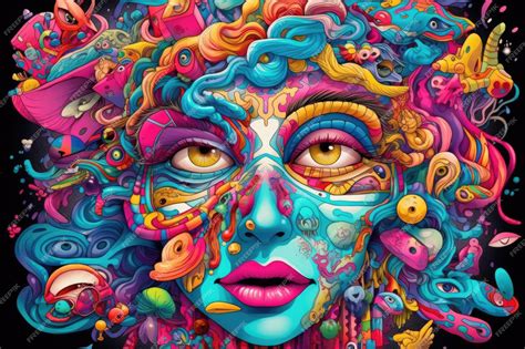 Premium Ai Image Vibrant Candycore Face Illustration Premium Ai Image Vibrant Candycore Face Illustration