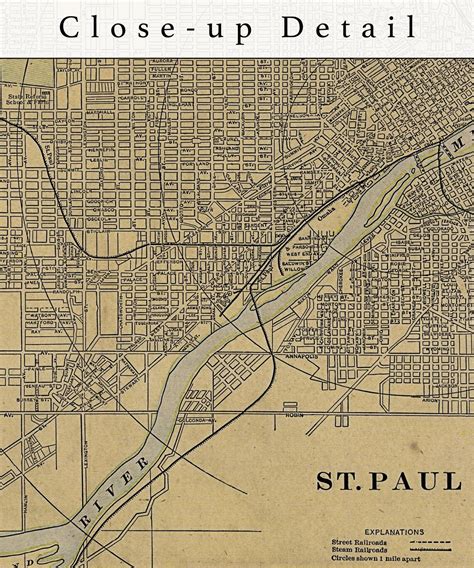 1901 Vintage St Paul Mn Map Print Antique Minnesota Street Map Art Etsy