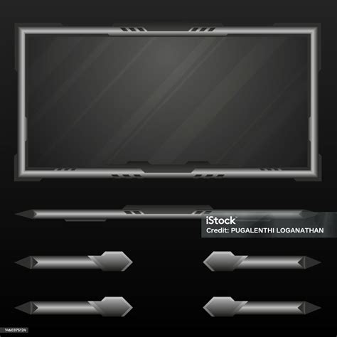 추상 실버 게임 오버레이 화면 패널 및 라이브 비디오 스트리밍 및 방송을 위한 Gui 제목 배너 정사각형 구성에 대한 스톡 벡터 아트 및 기타 이미지 Istock