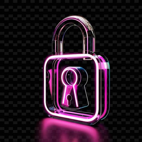 Premium Psd A Neon Padlock With A Padlock On It