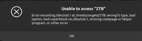 Mount Unable To Access External Hard Drive Error Mounting Devsdc1