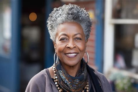 Premium Ai Image Embracing Happiness Smiling Black Senior Generative Ai