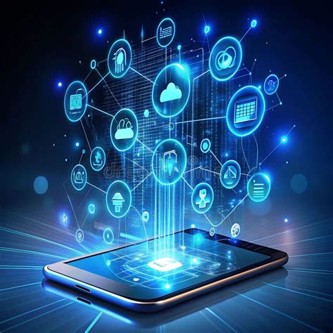 Digital Assistant Interface With Floating Data Stock Illustration