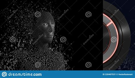 Composition Of Exploding Human Bust With Binary Coding Over Scopes