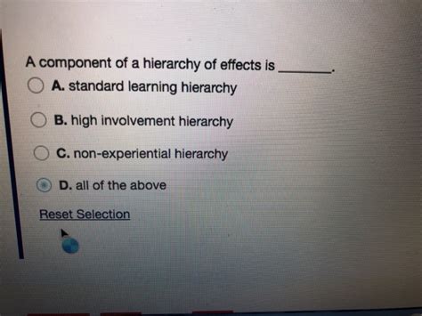 Solved A Component Of A Hierarchy Of Effects Is O A