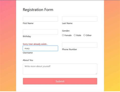 How To Live Check Username And Email Already Exists In The Database