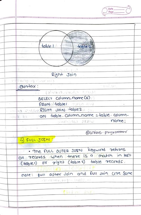 Sql Basics Handwritten Notes Pdf A Pen And Paper Approach To