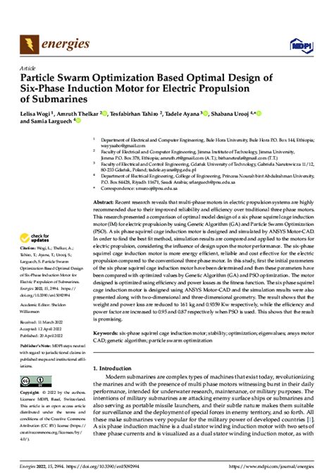 Pdf Particle Swarm Optimization Based Optimal Design Of Six Phase Induction Motor For Electric