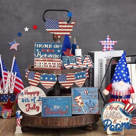 4th Of July Decorations Independence Day Patriotic Decor Set 4 Inch