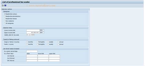 PC00 M12 CTXI SAP Tcode List Professional Tax Scales