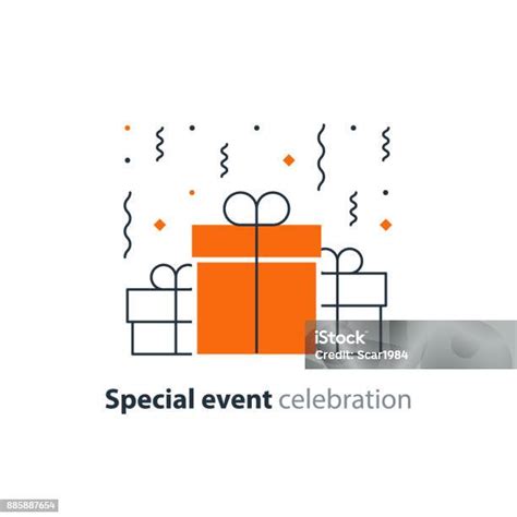 기념일 축 하 생일 축 하 3 깜짝 선물 상자 떨어지는 색종이 벡터 일러스트 레이 션의 그룹 3가지 개체에 대한 스톡 벡터 아트 및 기타 이미지 Istock