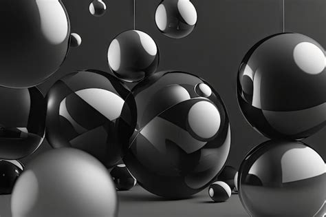 Premium Ai Image Geometric Black Balls Sphere Background Ai Generative