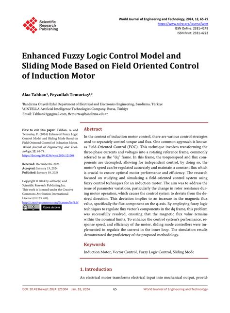 pdf enhanced fuzzy logic control model and sliding mode based on
