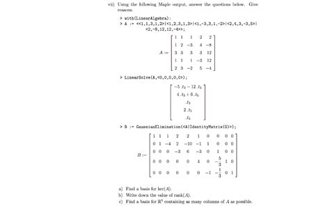 solved vii using the following maple output answer the