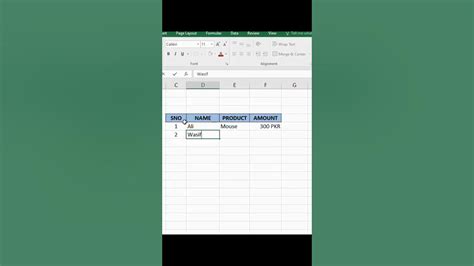 Data Entry In Ms Excelexceltips Msexcel Skills Shorts