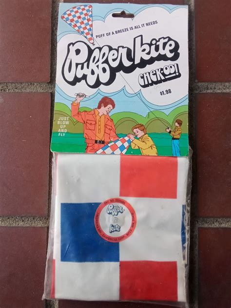 Vintage 60s70s Puffer Kite Checkered Red White And Blue 4635716762