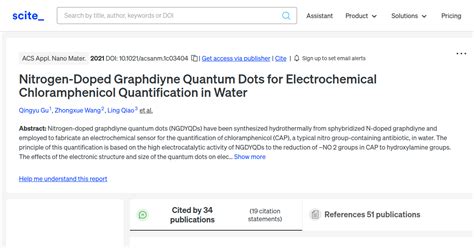 Nitrogen Doped Graphdiyne Quantum Dots For Electrochemical Chloramphenicol Quantification In Water