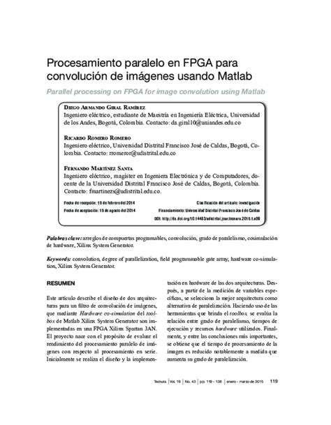 Pdf Procesamiento Paralelo En Fpga Para Convolución De Imágenes