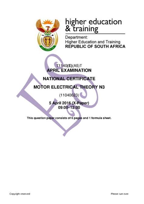 Learning Pdf 84917 Motor Electrical Trade Theory Question Memo N3 Download