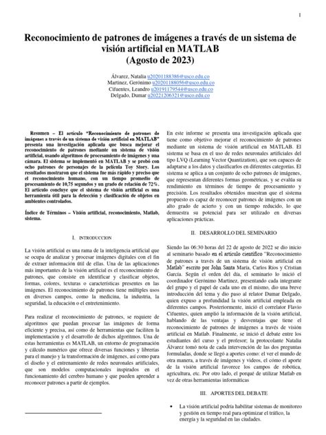 Informe Exp Matlab Pdf Visión Por Computador Red Neuronal Artificial
