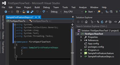 C Visual Studio SpecFlow Step Definition File Automation Home