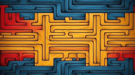 A Vibrant Abstract Pattern Of Interlocking Shapes In Bold Colors The