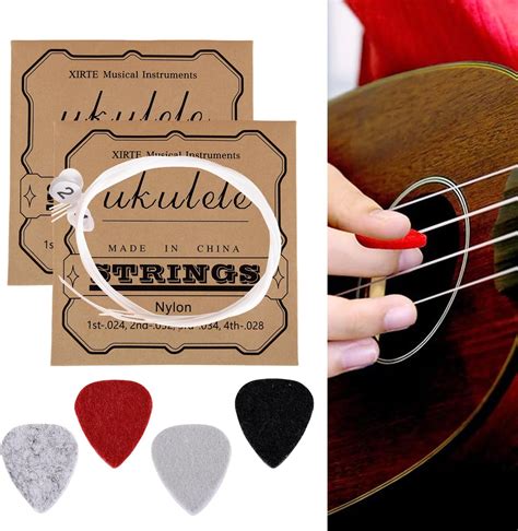 2 Sets Nylon Ukulele Strings With 4 Felt Picks Replacement Ukulele Strings Universal Classical