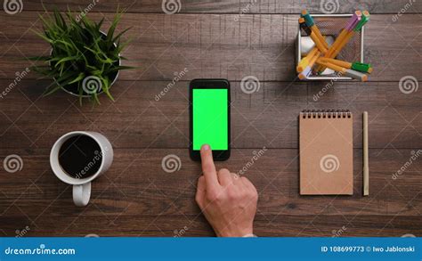 A Finger Scrolling On The Smartphone Stock Image Image Of Office