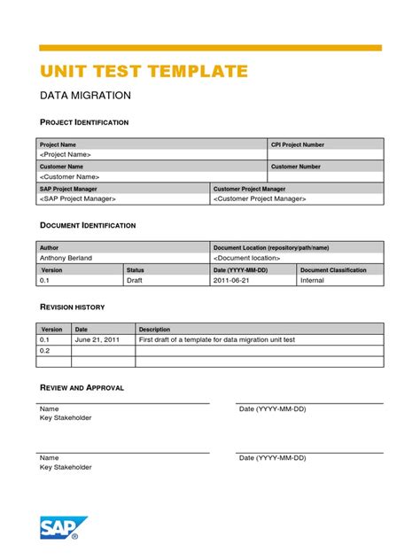 Unit Test Template Pdf
