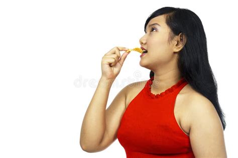 Fettes Chubby M Dchen Essen Stockbild Bild Von Sch Nheit Frau