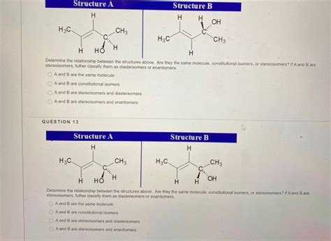 Solved C Structure A Structure B H Hh H3c Ch3 H3c Ch3 H Ho