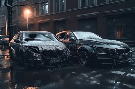 Car Crash Accident On The Road Generative Ai Stock Illustration