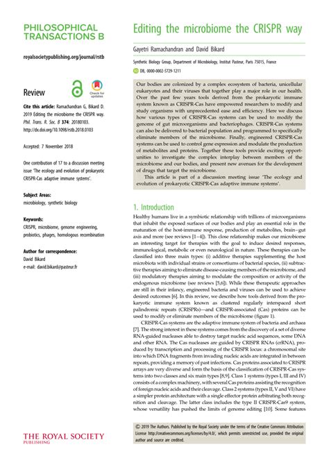 Pdf Editing The Microbiome The Crispr Way
