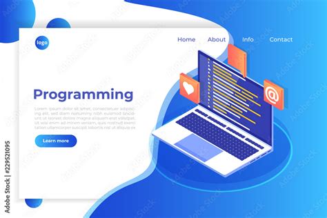 vektor coding software development programming isometric concept program code on screen big