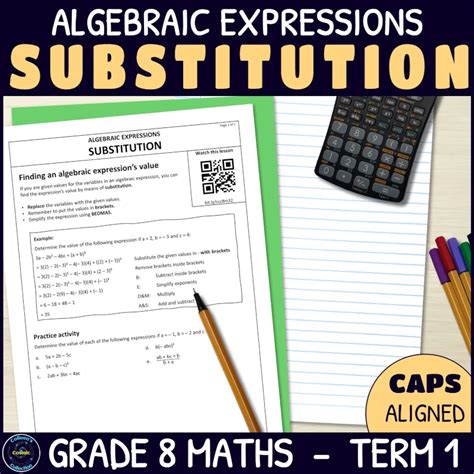 substitution with algebraic expressions grade 8 maths term 1 lesson