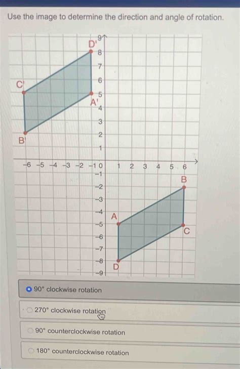 solved use the image to determine the direction and angle of rotation