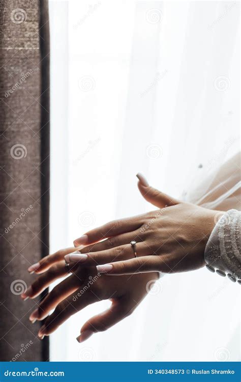 A Tender Bride Strokes Her Body With Her Hands And Sensually Touches