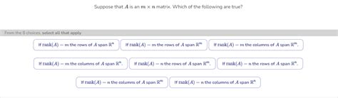 Solved Suppose That A Is An Mn Matrix Which Of The Chegg