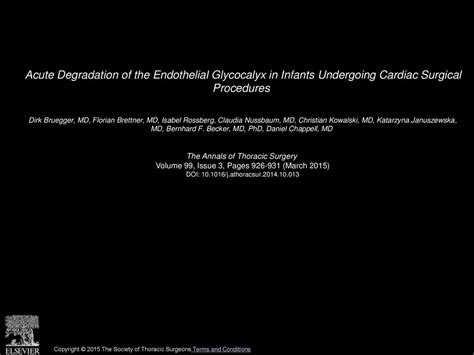 Acute Degradation Of The Endothelial Glycocalyx In Infants Undergoing Cardiac Surgical