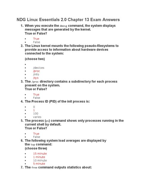 Ndg Linux Essentials 20 Chapter 13 Exam Answers Dmesg Pdf Information Technology