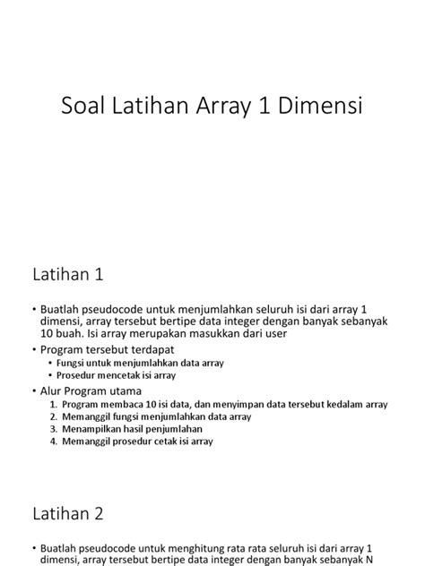 Soal Latihan Array 1 Dimensi Pdf Komputer