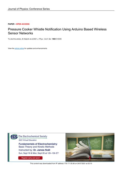 PDF Pressure Cooker Whistle Notification Using Arduino Based Wireless Sensor Networks