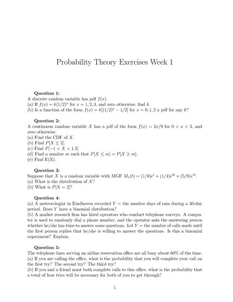 Probability Theory Practical Exercises Week 1 3 Probability Theory