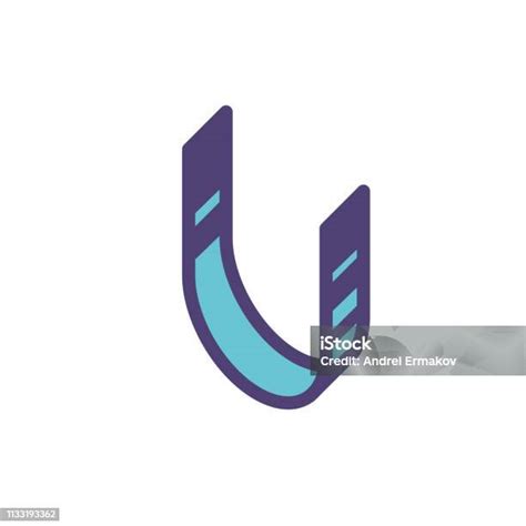 로고 문자 U 벡터의 기호입니다 선형 개요 아이콘입니다 아이소메트리 3d 컬러 대문자 플랫 문자 브랜드 회사 기호는 흰색 배경에 고립 되어 있습니다 알파벳 세트에서