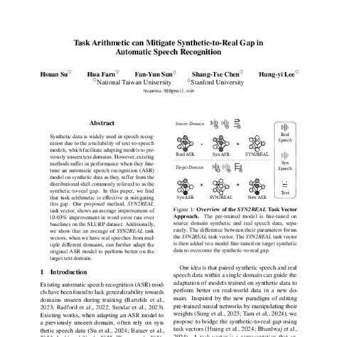 Task Arithmetic Can Mitigate Synthetic To Real Gap In Automatic Speech Recognition Acl Anthology