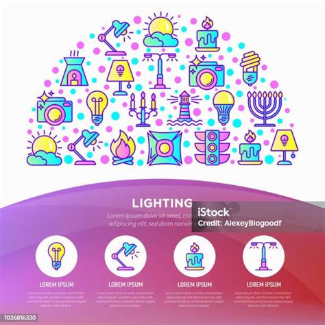 얇은 선 아이콘으로 30 원에 조명 개념 전구 Led Cfl 촛불 테이블 램프 햇빛 스포트 라이트 플래시 촉 모닥불 Menorah 현대 벡터 일러스트 레이 션 웹 페이지