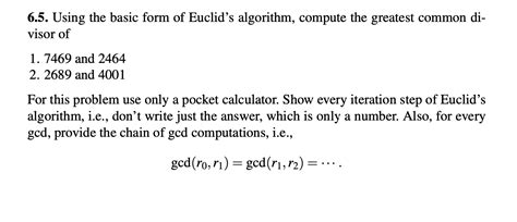 Solved Using The Basic Form Of Euclid S Algorithm Chegg